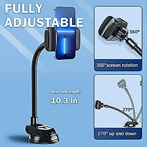 Wall Phone Holder,xuenair Mirror Phone Holder Mount Stand,Reusable Suction Cup Phone Holder for Bathroom Wall Kitchen Car Compatible with All Phones for Tiktok YouTube Make Up