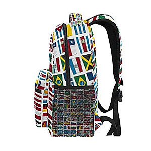 World Flags Backpacks Travel Laptop Daypack School Bags for Teens Men Women