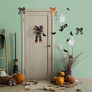 2 Rolls 12 Yards Halloween Wired Edge Ribbon Skull Pumpkin Ribbons Halloween Decorative Spider Web Printed Wrapping Ribbon for Halloween Party Home Wreath DIY Craft Floral Bow