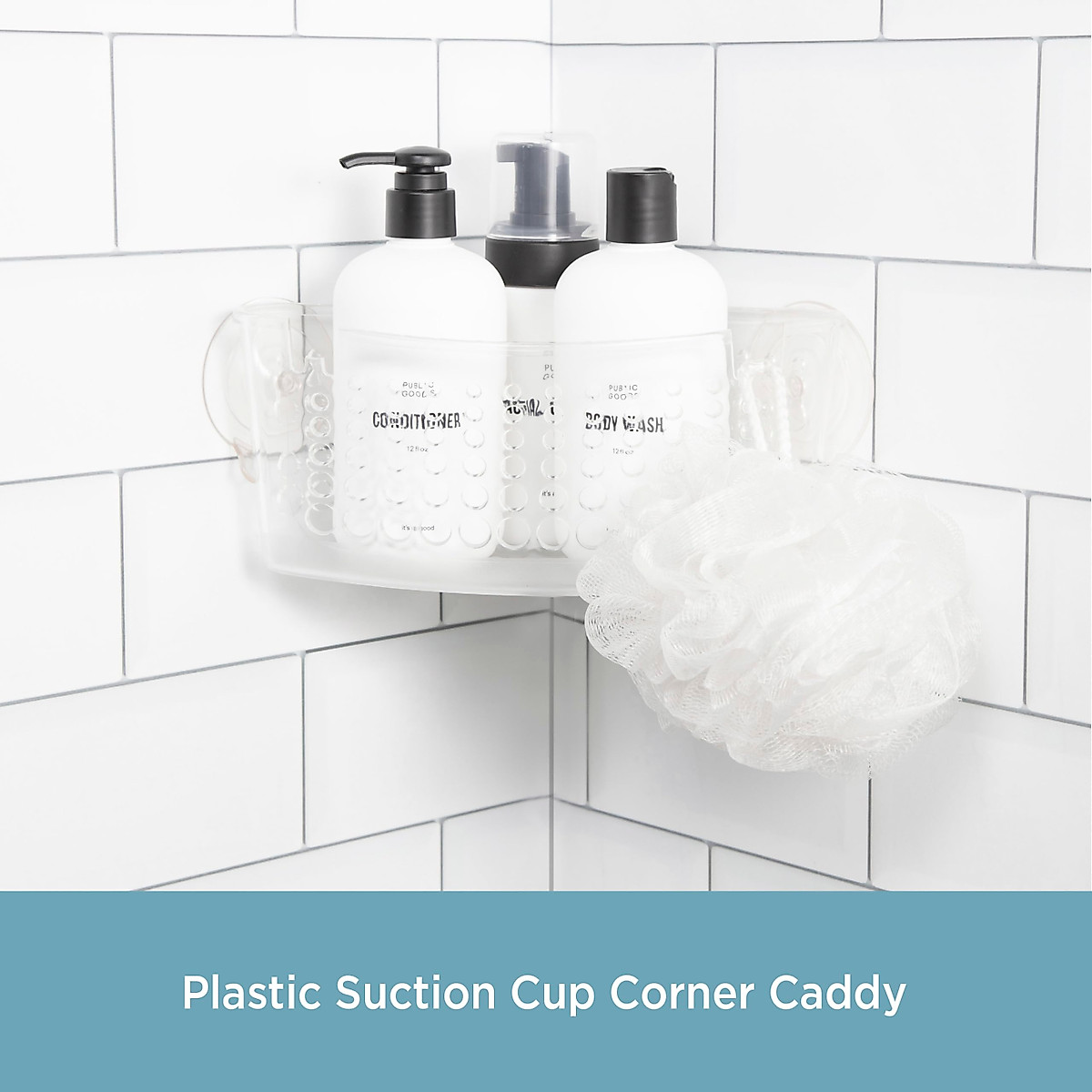 Kenney Suction Cup Corner Basket Shower Caddy, Clear