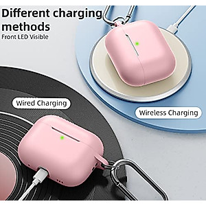 IMIVIO Airpods Pro 2 Case Cover 2022/Pro 2019, Soft Silicone Protective Charging Cover Skin Compatible Apple Airpods Pro 2nd/1st Generation Case for Women Men with Keychain, Front LED Visible (Pink)
