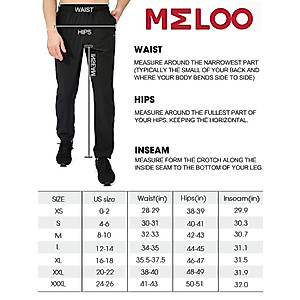 MELOO Men's Lightweight Sweatpants Joggers - Water Resistant Athletic Track Pockets Pants Running, Hiking, Workout Black Size XL
