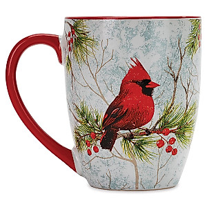 Cardinal Ceramic Mug - 22oz Large Ceramic Winter Christmas Mug, Microwave Dishwasher Safe