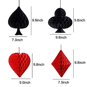 Casino Party Decoration,Poker Party Decoration,Honeycomb Paper Garland for Casino Las Vegas Themed Birthday Party,Game Night Party Ceiling Hangings Cards Bingo Poker Card Party (4)