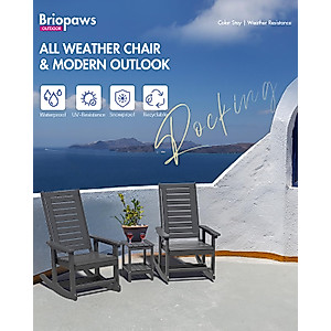 BRIOPAWS Rocking Chair Outdoor | Porch Rocker | HDPE Plastic | Grey | Oversized | Patio Rockers Chairs | High Back | for Big Man | Weather Resistant | for Outside Deck Balcony Front Backyard