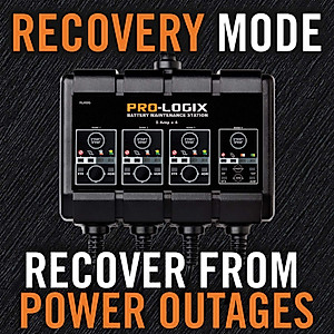 Clore Automotive PL4050, Pro-Logix 4-Bank, 20-Amp (5-Amp Per Bank) Fully-Automatic Smart Charger, 6V and 12V Battery Charger, Battery Maintainer, and Battery Desulfator with Temperature Compensation