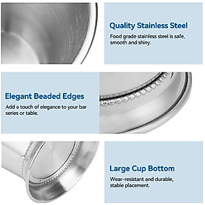 Agatige 13.5 Ounce Stainless Steel Mint Julep Cups for Mixed Drinks Party Beer