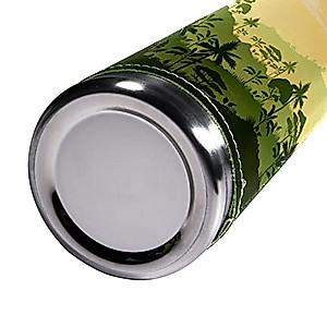 sdfsdfsd 17 oz Vacuum Insulated Stainless Steel Water Bottle Sports Coffee Travel Mug Flask Genuine Leather Wrapped BPA Free, Tropical Forest Landscape with Dense Forest
