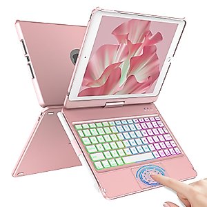 COO iPad Keyboard Case for iPad 10.2" 9th/8th/7th Gen, for iPad Air 10.5"(3rd Gen)/for iPad Pro 10.5 in, Backlit 10 Color 360 Screen Rotation Case for iPad with Keyboard, Auto Sleep/Wake - Rose Gold