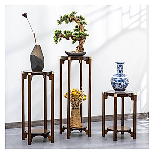 ARZARF Bonsai Pedestal Wood Plant Stand Flower Stand for Indoor Living Room Decoration Balcony Multi-Layer Floor Antique Storage Flower Pot Shelf Vase Pedestal Stands (Size : Large)