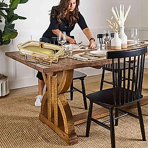 TUOJINRUIDA Gold Frame Chafing Dish Buffet Set - 2.0L x 4 Pack Elegant Warmer Server with Dual Fuel Holders Rectangular Food Warming Tray Gold