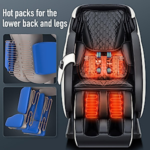 4D Massage Chair Full Body Recliner - Zero Gravity with Heat and Shiatsu Office Chair SL Track Yoga Stretch Voice Control Intelligent Body Detection Bluetooth Speaker Airbags Foot Rollers (White)