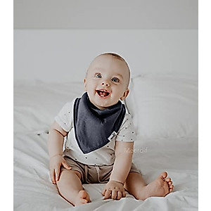 Meerdif 100% Organic Cotton Neutral Solid 10-Pack Baby Drool Bandana Bibs for Boys and Girls, Unisex Plain Colors for Teething and Drooling.