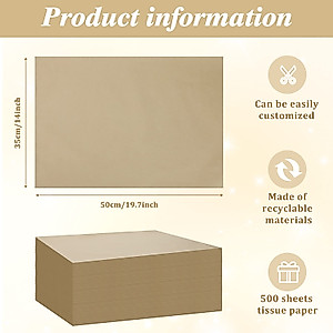 Teling 500 Sheets Kraft Tissue Paper for Gift Bags 14 x 20 Inches Easter Gift Wrapping Tissue Paper Bulk for Weddings Birthday DIY Mother's Day Project Wrapping Crafts Decor(Kraft)