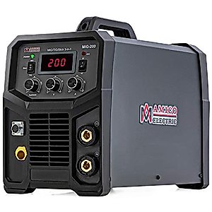 Amico MIG-200, 200-Amp MIG/MAG/Lift-TIG/Stick Arc Combo DC Inverter Welder, Compatible Spool Gun SPG15250 Full Size Grey