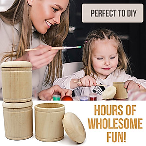 AEVVV 3pcs 2.8''x2'' Round Wooden Box with Lid Trinket Box Wedding Jewelry Box Decorative Boxes DIY Storage Trinket Bearer Container Case Wood Ring Box