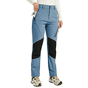 Willit Women's Snow Pants Waterproof Warm Winter Hiking Pants Outdoor Pants Insulated Cold Weather Dark Blue XL
