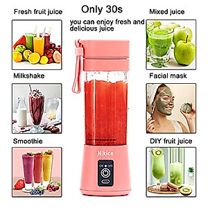 Portable Blender,Personal Size Blender Juicer Cup,Smoothies and Shakes Blender,Handheld Fruit Machine,Blender Mixer Home (pink)