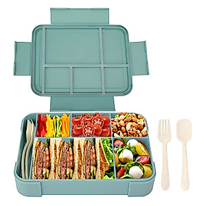 Vensp Bento Box,Lunch Box Kids, Bento Box Adult Lunch Box,Lunch Box Containers for Kids/Adults/Toddler, 1330ml-6 Compartments&Utensiles, Leak Proof,Microwave/Dishwasher/Refrigerator Safe(Blue)