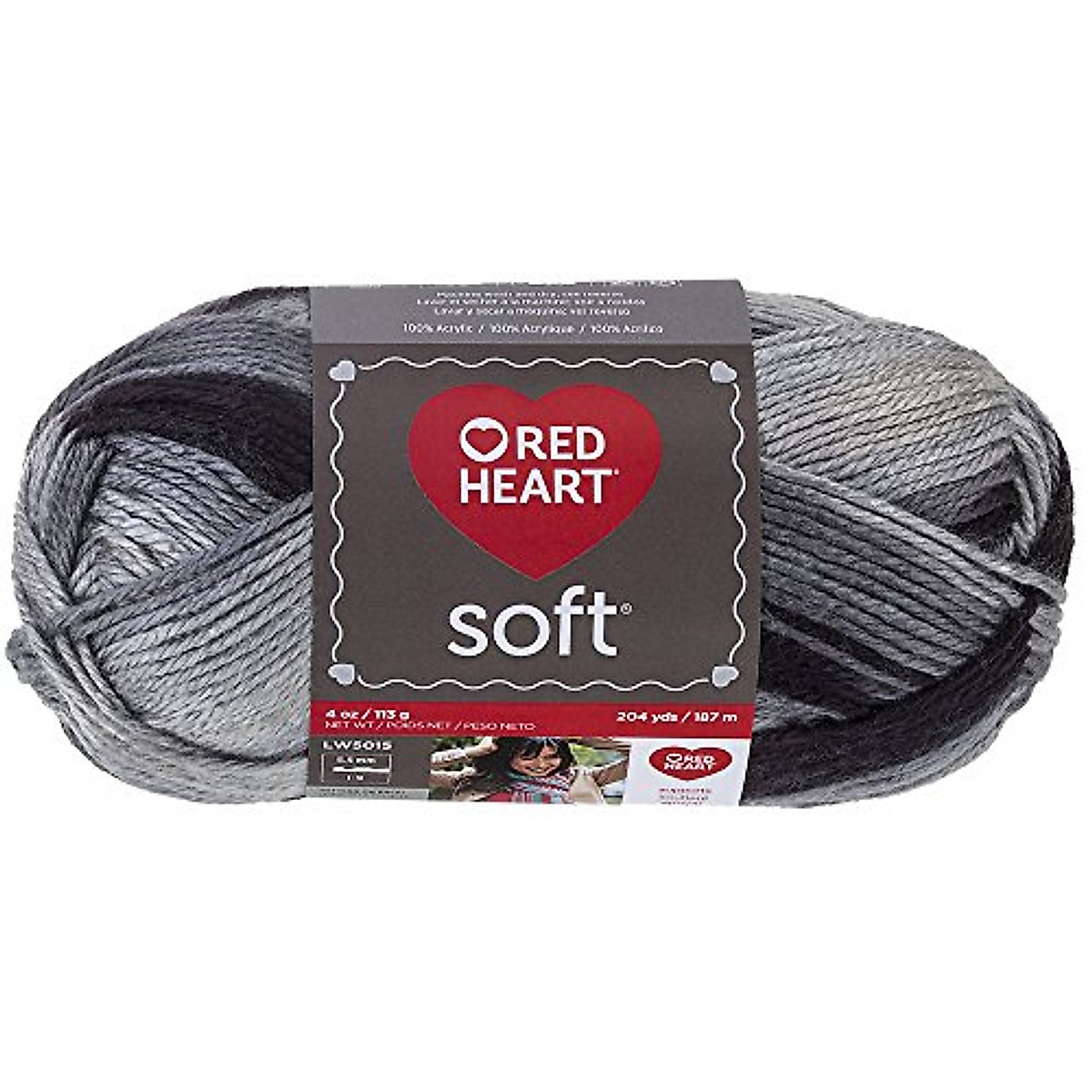 Red Heart Soft Yarn, Greyscale (E728.9931)