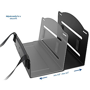 VIVO Universal PC Wall Mount, Adjustable Steel Bracket, Computer Case, Open Frame CPU Strap Holder, Black, MOUNT-PC03V