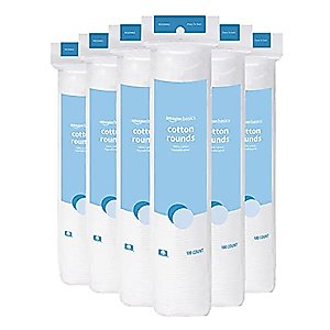 Amazon Basics Cotton Rounds, 100ct , Pack of 6 (Previously Solimo)