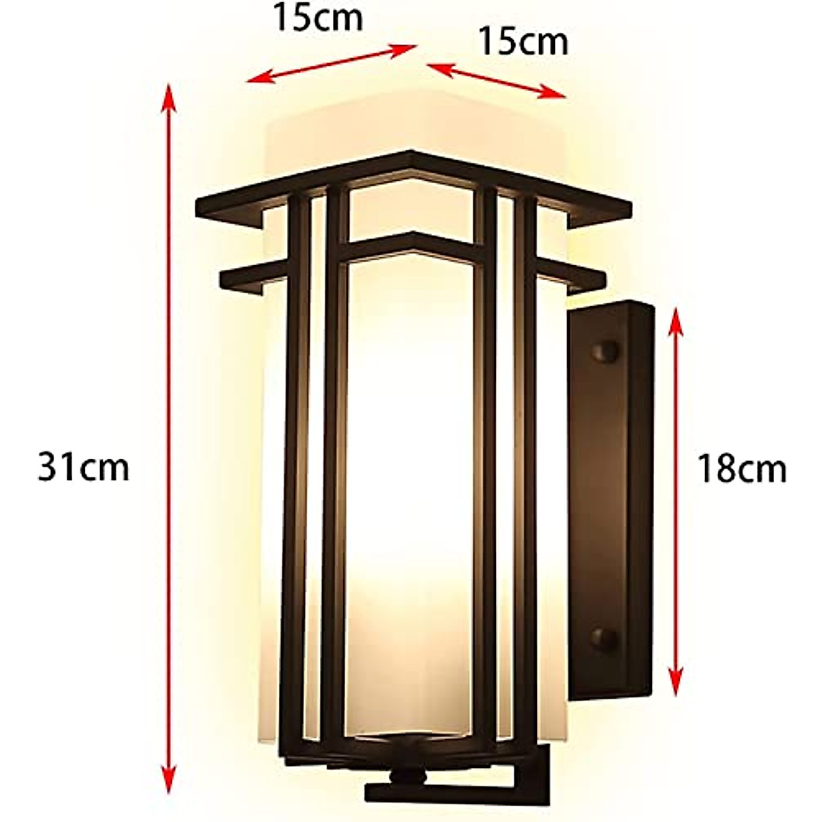 Wall Sconces , Outdoor Patio Wall Lights, Outside Black Up/Down Wall Lamp E27 Glass Lantern Exterior Wall Sconce IP65 Waterproof Aluminium Garden Wall Lights for Garden Terrace Balcony Porch Garage