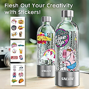 SNLIDE Soda Maker, Soda Water Machine with 1L BPA Free Pet Bottle & DIY Stickers, Easy to Operate, Sparkling Water Maker for Home, with One 60L CO2 Exchange Carbonator