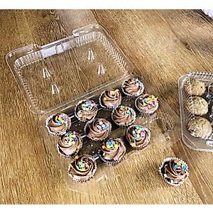 4U'LIFE (Mini Cupcake 12 Compartment Crystal Clear Dome Lid Hinged Cupcake carrier, Packaging Transporter, Cupcake Trays, Cupcake Holders-Pack of 10