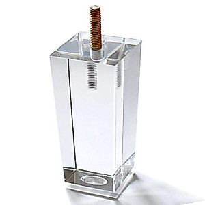 AORYVIC 4 inch Pyramid Acrylic Furniture DIY Legs Clear Glass Bookcase Feet for Coffee Table End Tables Sideboard Buffets Footstool Cabinet Bed Pack of 4