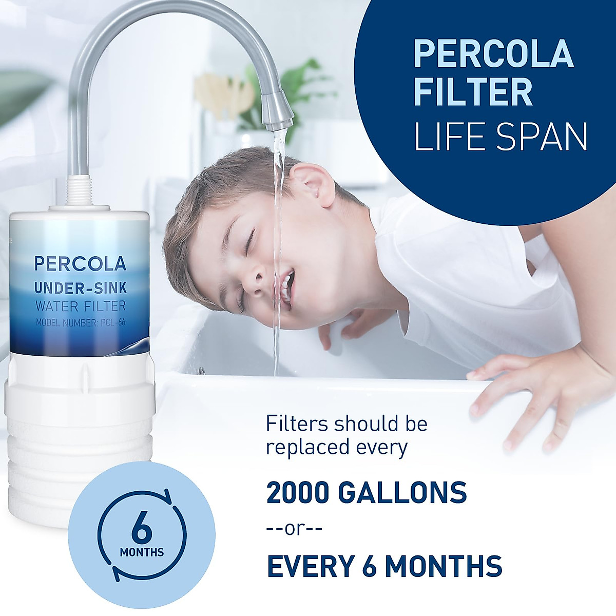 PERCOLA AP217 Under Sink Water Filter, Compatible with 3M® Aqua-Pure® AP217, 578604 Full Flow Water Filter for AP200 Systems (White, 2 Pack)