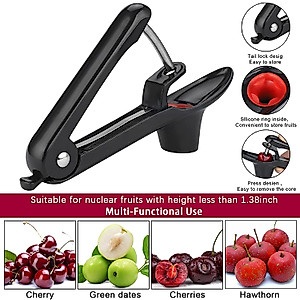 Cherry Pitter - Heavy-Duty Olive and Cherry Pitter Corer Tool with Space-Saving Lock Design, Multi-Function Cherries Stoner Seed Remover Tool for Make Fresh Cherry Dishes