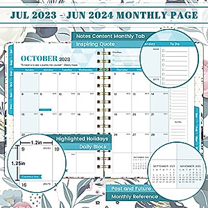 Planner 2023-2024 - Jul.2023 - Jun.2024, 2023-2024 Planner, Academic Planner 2023-2024, 2023-2024 Planner Weekly & Monthly with Tabs, 6.3" x 8.4", Hardcover with Back Pocket + Twin-Wire Binding, Daily Organizer - Petunia
