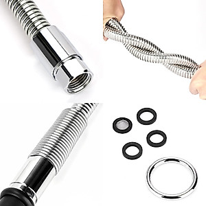 KWODE Spray Valve with Pre-rinse Hose, 38" Flexible Stainless Steel Hose with High Pressure Pre Rinse Spray Nozzle Sprayer Head Assembly Kit for Commercial Restaurant Industrial Kitchen Sink Faucet