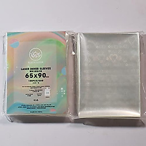 Black Lotus 100 PCS Top Loading Sweet Heart Shaped Holographic Photo Card Sleeves, Cute Foil Holo Shinny Card Protector for Kpop/Idol/TCG/CCG Standard Sized/Japanese Sized Cards Cover (65x90mm)