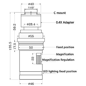 HAYEAR HD 10X-200X Continuously Magnification Zoom C-Mount Lab Monocular Glass Lens 50mm Ring Fixed Magnifier Lens for Soldering Micro-Repair School Teaching