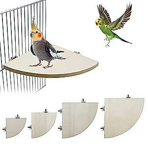 Litewoo Bird Parrot Corner Perch Flat Platform Stand, Easy to Install, Safe and Stable, Smooth Polishing Without Hurting Feet, Solid Hardwood Bird Cage Perches（XL）