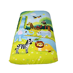 Baby Fitted Crib Sheet Bedding for Girls and Boys 2 Pack in Animal Print Nursery Fitted Standard Baby/Toddler Mattress Sheets (Jungle & Dinosaurs)