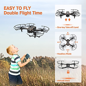 AVIALOGIC Mini Drone with Camera for Kids, Remote Control Helicopter Toys Gifts for Boys Girls, FPV RC Quadcopter with 1080P HD Live Video Camera, Altitude Hold, Gravity Control, 2 Batteries, Black