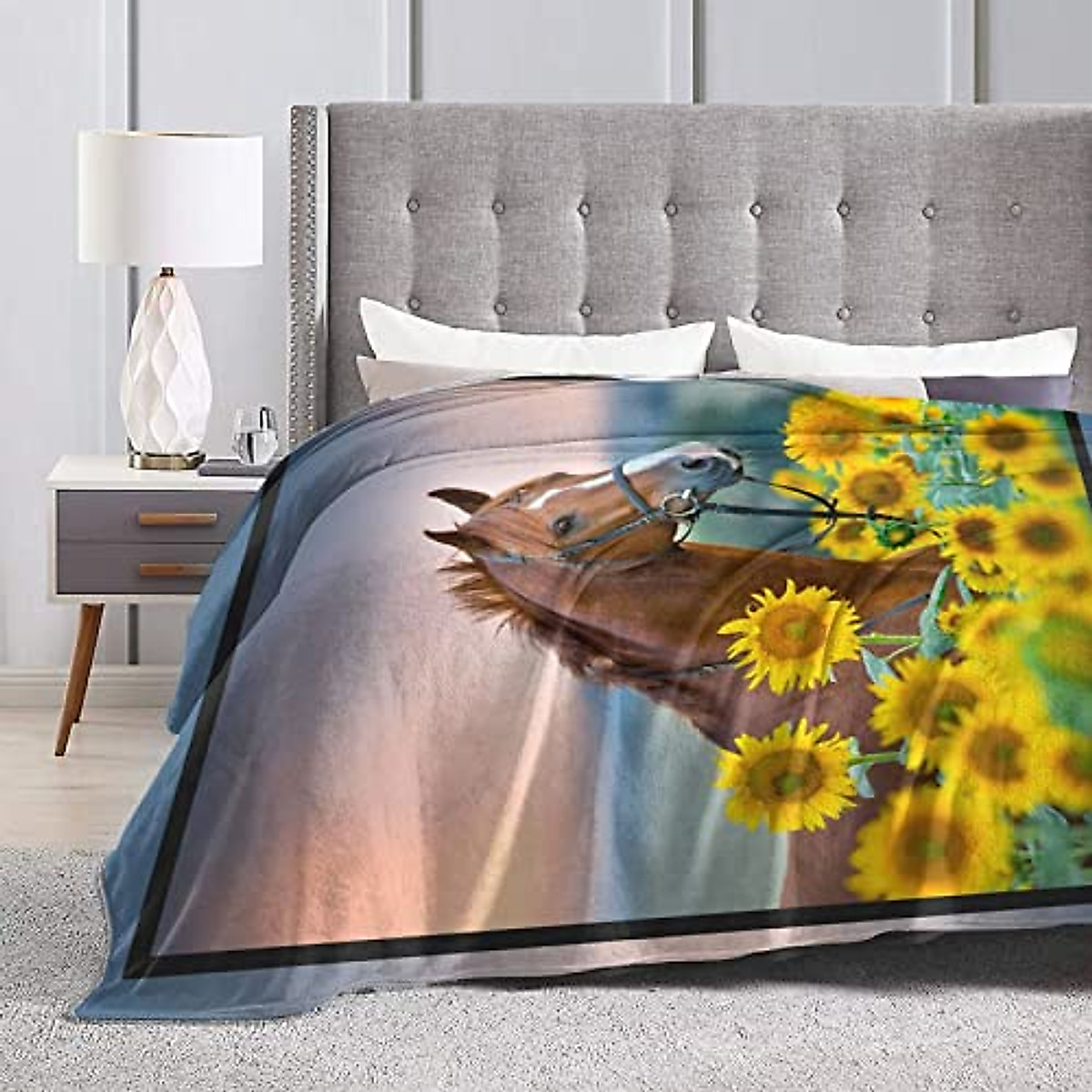 Horse Blankets 60"X50" Ultra-Soft Flannel Throw Blanket Plush Cozy Throws for Sofa Bed Micro Fleece Blanket for Adults Kids