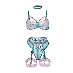 HHX Women Lingerie Sexy Teddy One-Piece Lace Babydoll Fishnet BabyDoll Bodysuit Nightie (L, Q00829J) Green