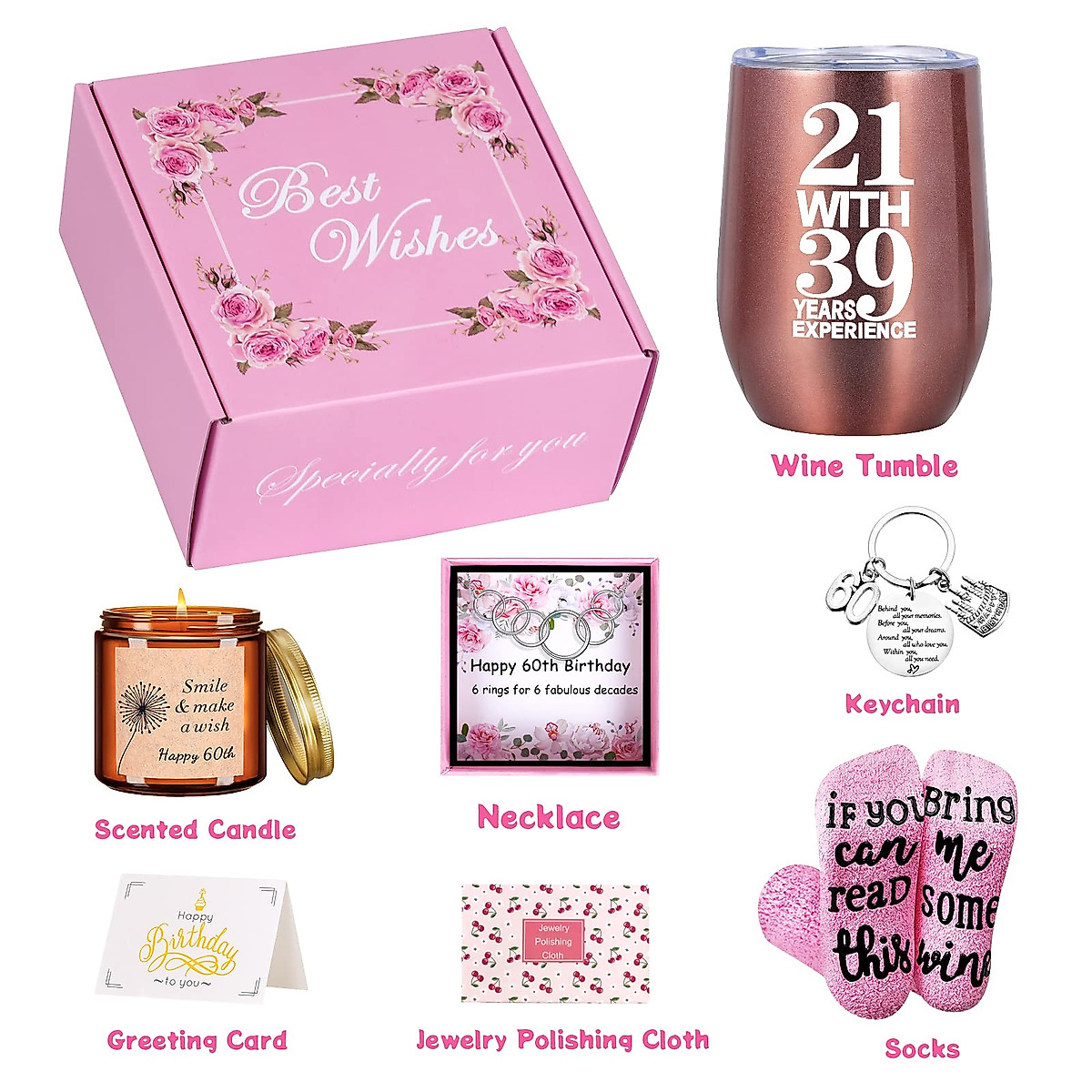 60th Birthday Gifts for Women, Fabulous Funny Happy Birthday Gift for Mom, Best Friend, Sister, Wife, Aunt Turning 60 Years Old, 60th Bday Gifts Women