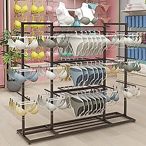 Clothes Retail Heavy Duty Metal Hanging Garment Racks, Clothing Store Metal Hanger Storage Shelves Double Sided Display Stand, Underwear/Bra/Swimsuit/Sock Organizer Shelf, Jewelry Holder