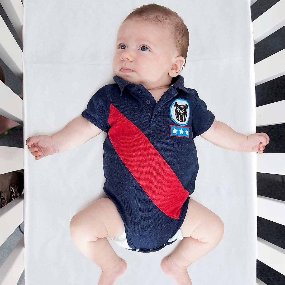 Satin Pack and Play Sheet Fitted, 2 Pack Portable Playard | Mini Crib Sheets, Ultra Soft Satin Microfiber Pack N Play Sheets, White & Navy, Preshrunk