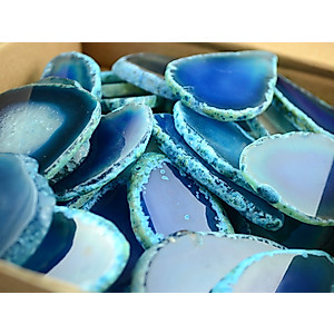 FHNP367 30 Pieces Agate Slices Stone Slab 2"-3" in Length for Wedding Name Cards Namecards Place Cards - Blue