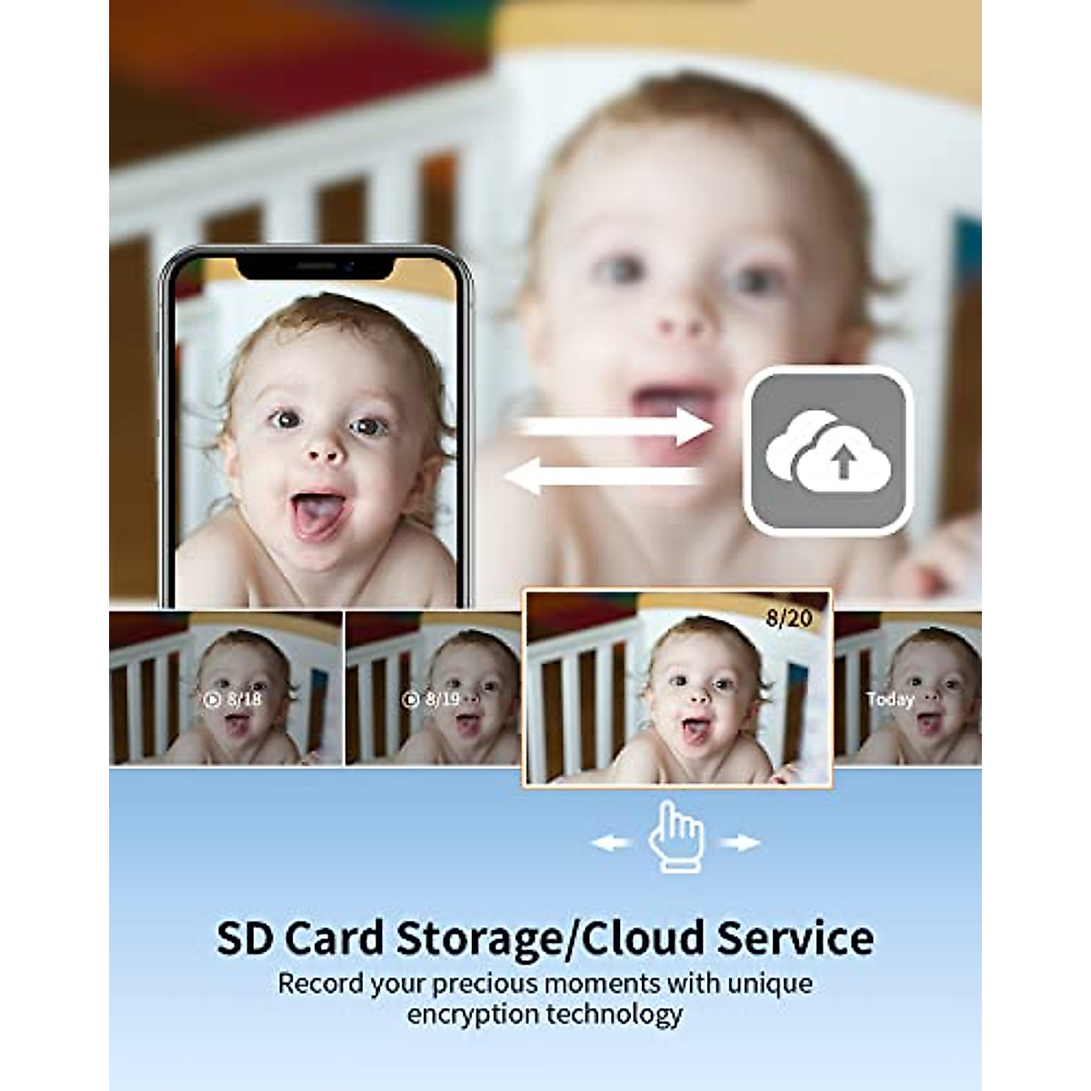 BJS Baby Monitor with Camera and Audio, 1080P Indoor Home Camera with Sound and Motion Detection, Baby/Pet Elder/Nanny, Infrared Night Vision (1 Pack), White (BM-A-1)