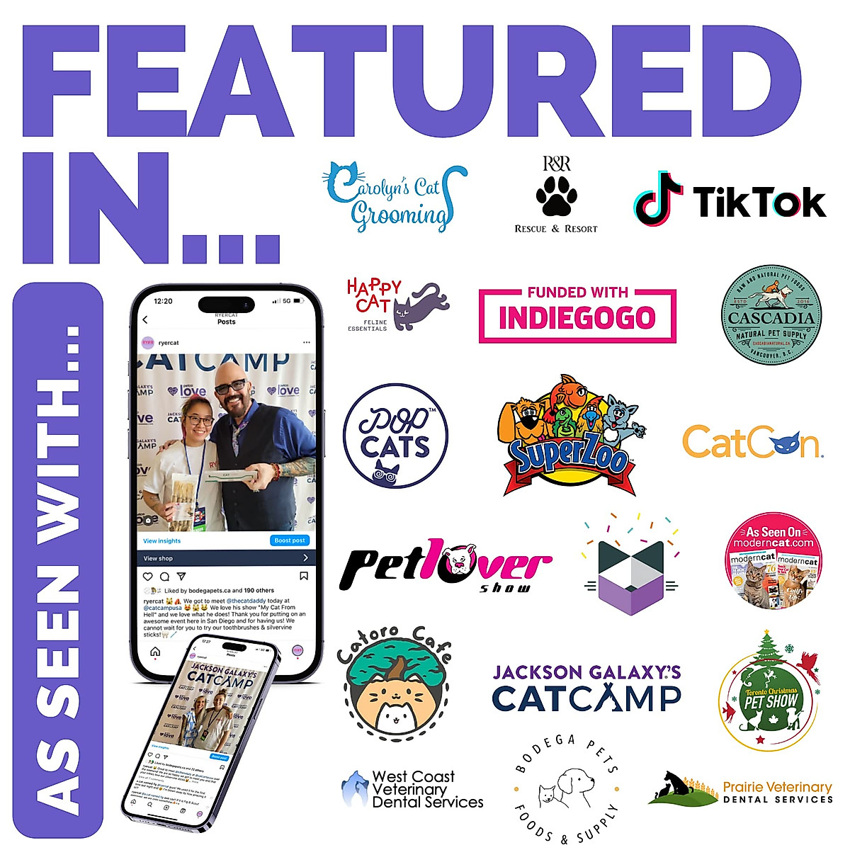 RYERCAT Dual Sided Cat Toothbrush - Kitten Toothbrush with Micro Head to fit into Cat/Kittens Mouth - Cat Dental Care Supplies - Pet Toothbrush for Cats(Amethyst Purple)