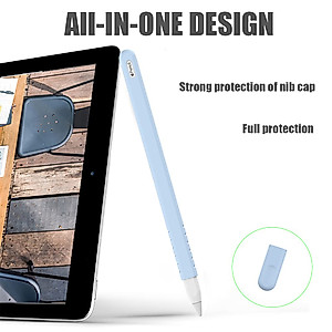 YINVA Sleeve Cover Compatible with Apple Pencil Pro/ 2nd Generation, Grip Skin Case Accessories Compatible with iPad Pencil 2 Gen with Nib Cap (Blue)