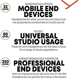 blucoil Beyerdynamic DT 770 PRO 80 Ohm Over-Ear Studio Headphones in Gray. Wired for Professional Recording and Monitoring Bundle 6' 3.5mm Audio Extension Cable, and Slappa Headphone Case
