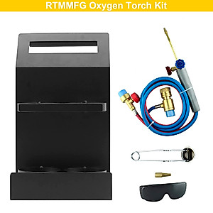 RTMMFG Oxygen MAPP Torch Kit Portable Cylinder Metal Stand, for Soldering, Brazing, Sparker, Protection glass, Extra nozzle(Gas Cylinders Not Included)